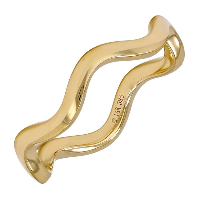 Solid Gold Wavy Stackable Ring – 770FJ