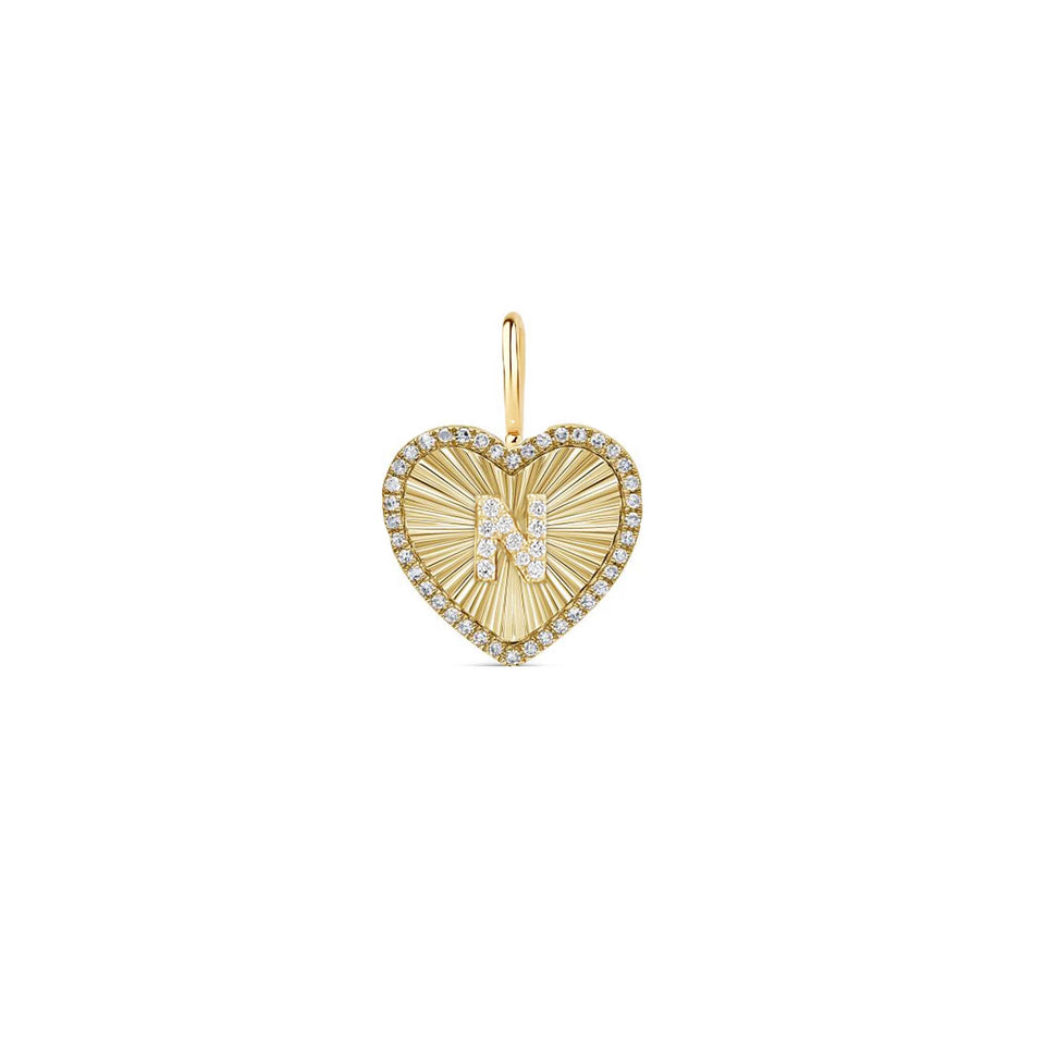 Diamond Initial Fluted Heart Charm – 770FJ