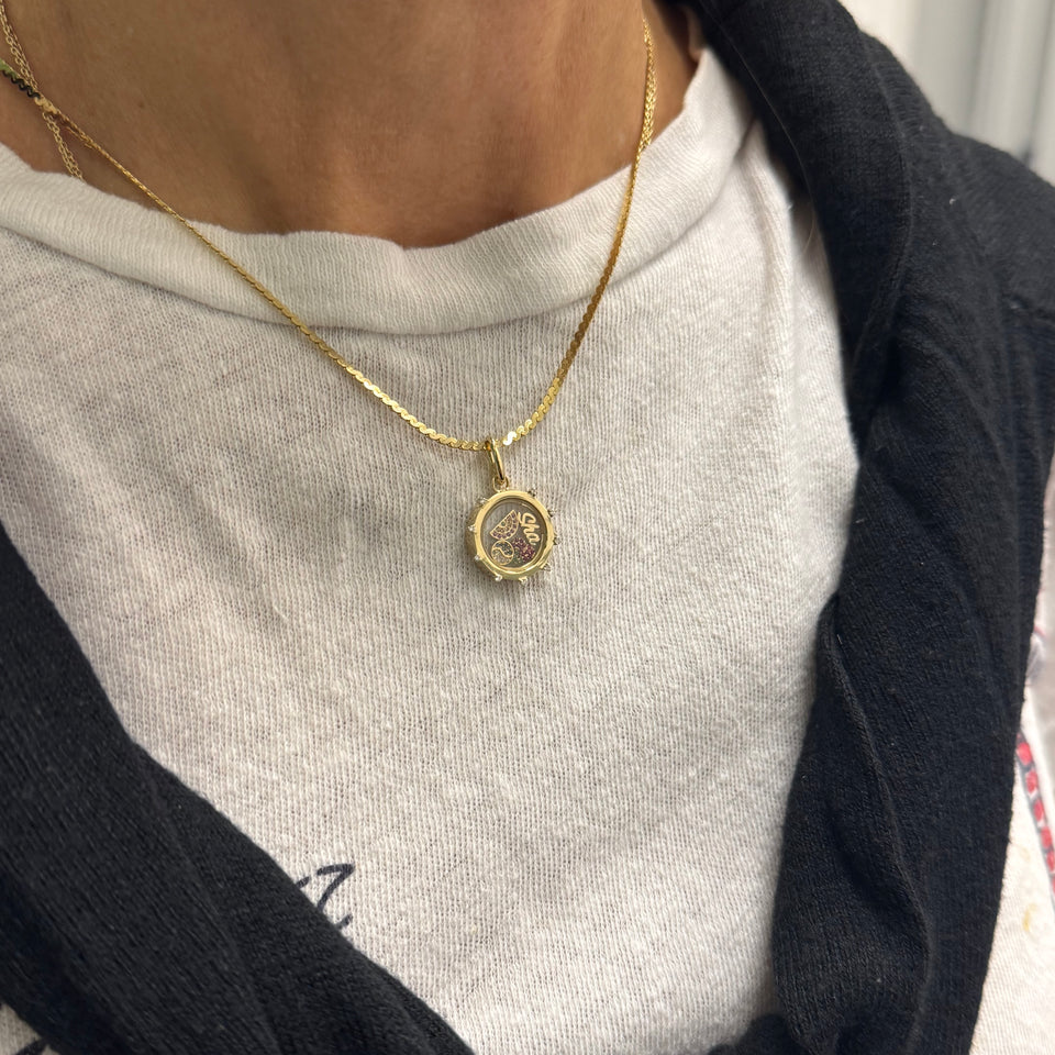 Diamond Mini Solid Spike Glass Charm Locket – 770FJ