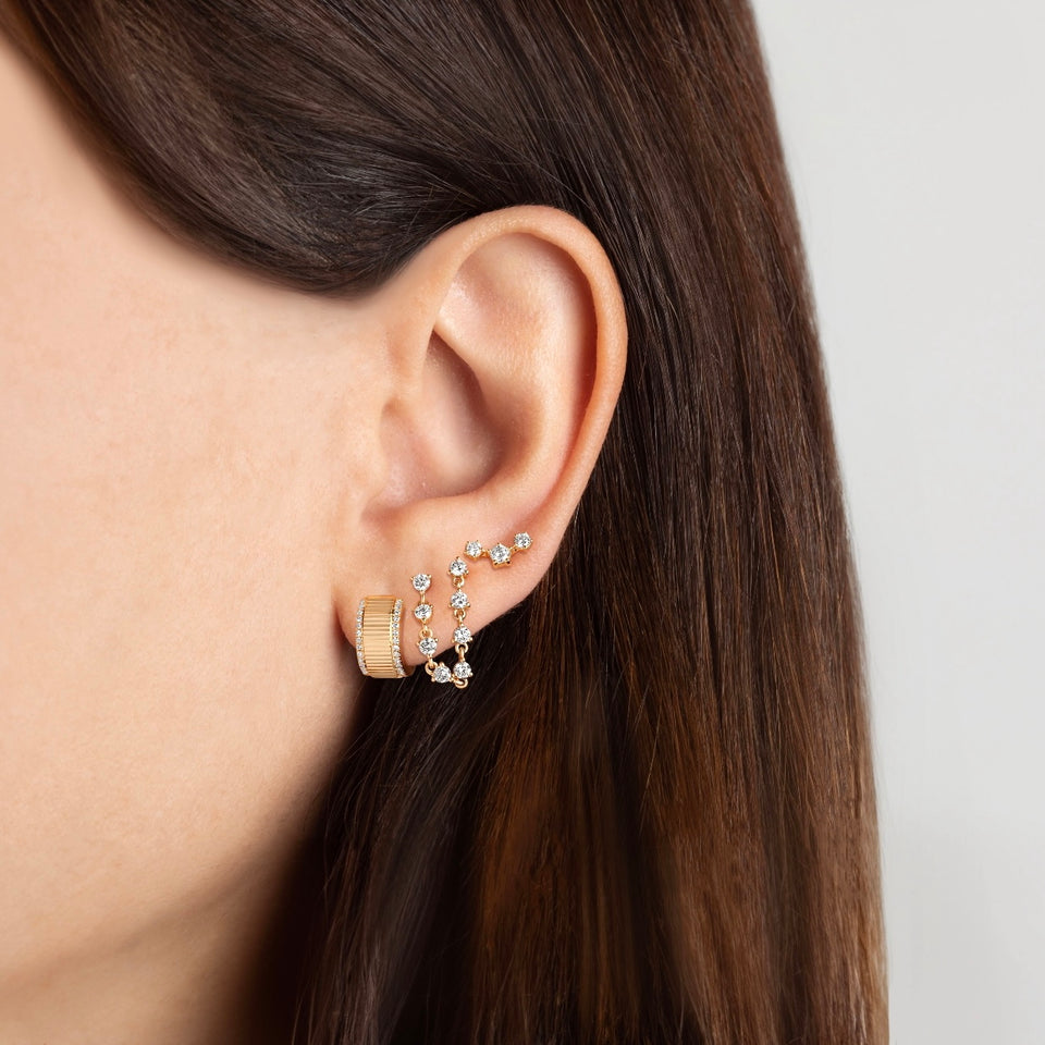 Fluted Bold Diamond Huggies – 770FJ