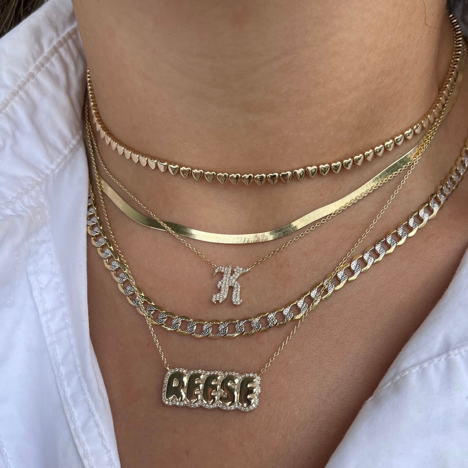 Helium Solid Domed Diamond Name Necklace – 770FJ