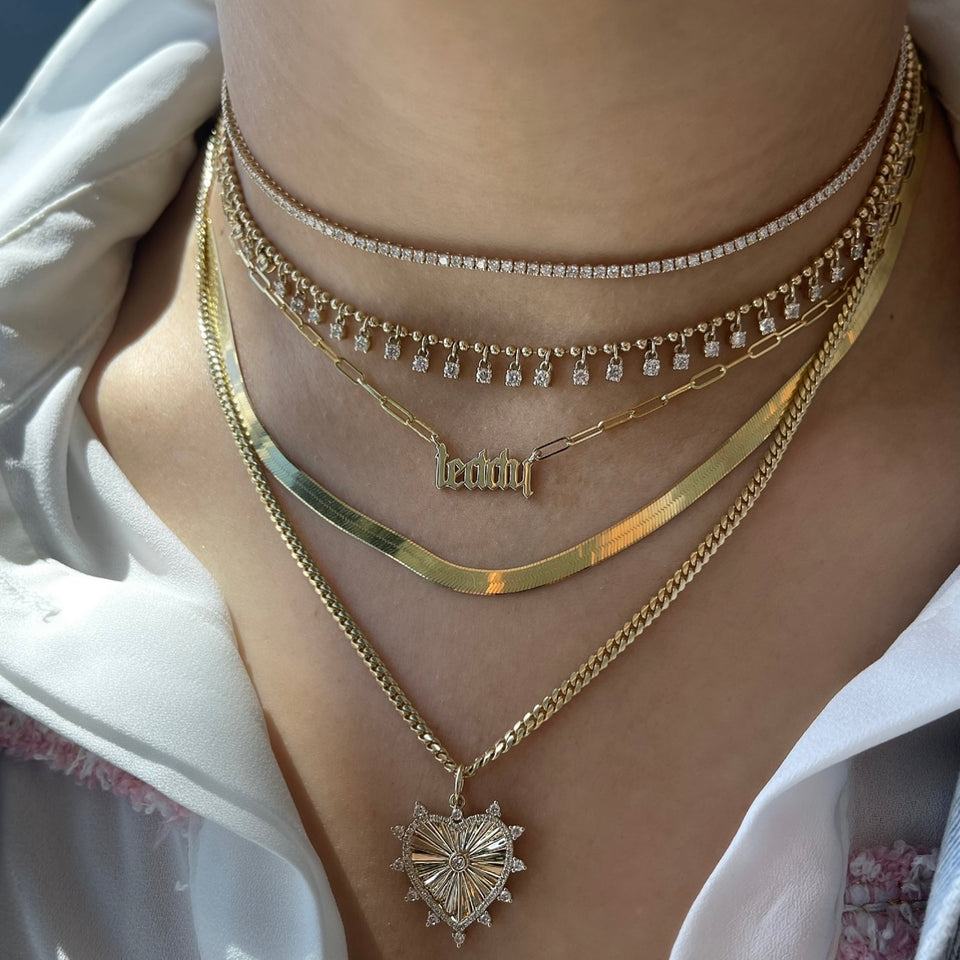 Gothic Solid Name PaperClip Necklace – 770FJ