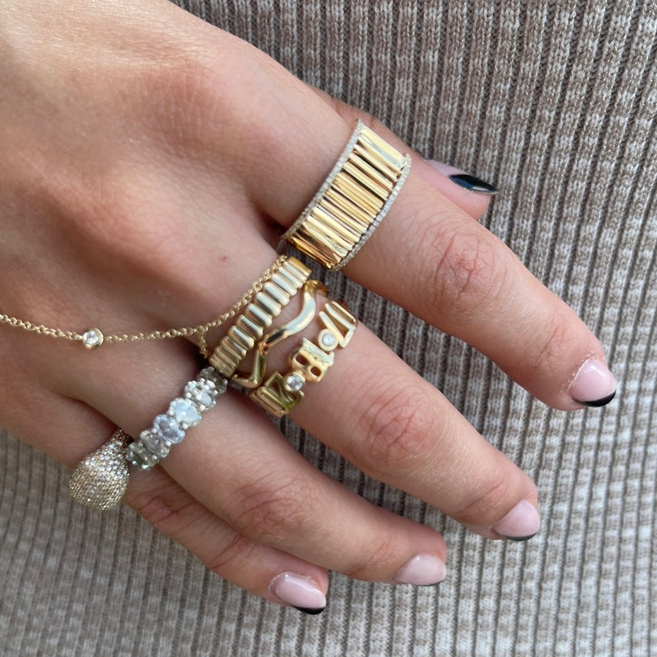 Solid Gold Wavy Stackable Ring – 770FJ