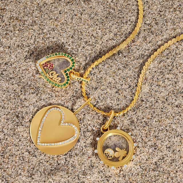 Diamond Mini Solid Spike Glass Charm Locket – 770FJ