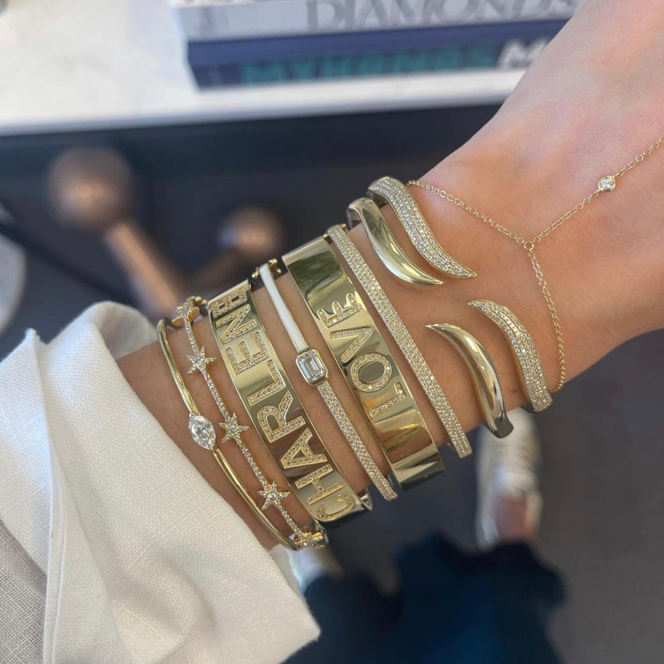 Gold Wave Cuff Bangle – 770FJ