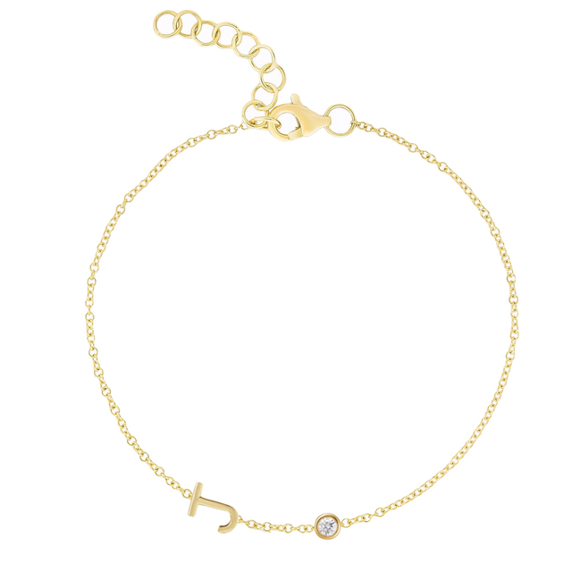 Diamond Bezel and Solid Initial Bracelet – 770FJ