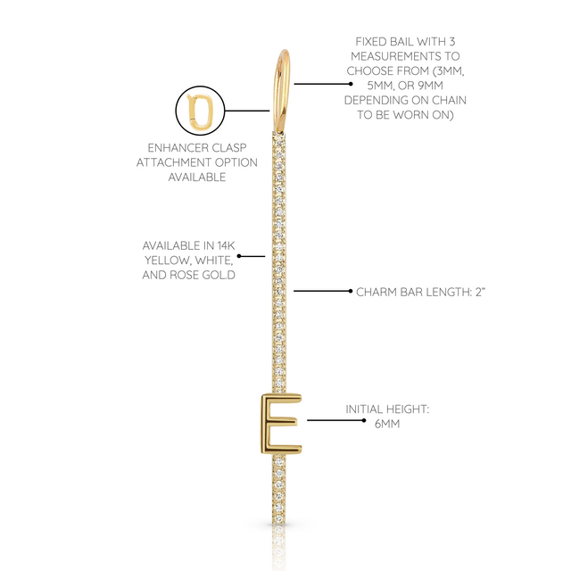 Solid Initial Pave Bar Charm – 770FJ