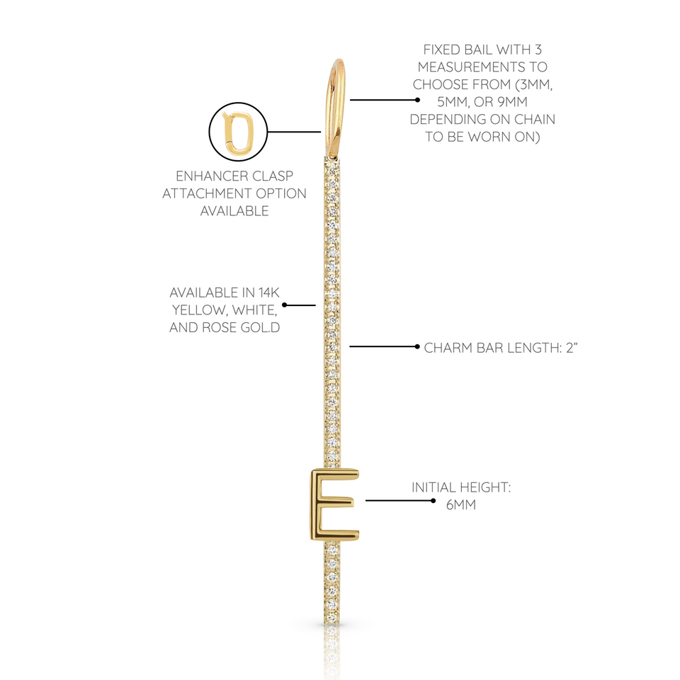 Solid Initial Pave Bar Charm – 770FJ