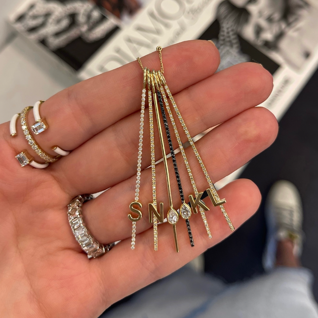 Solid Initial Pave Bar Charm – 770FJ