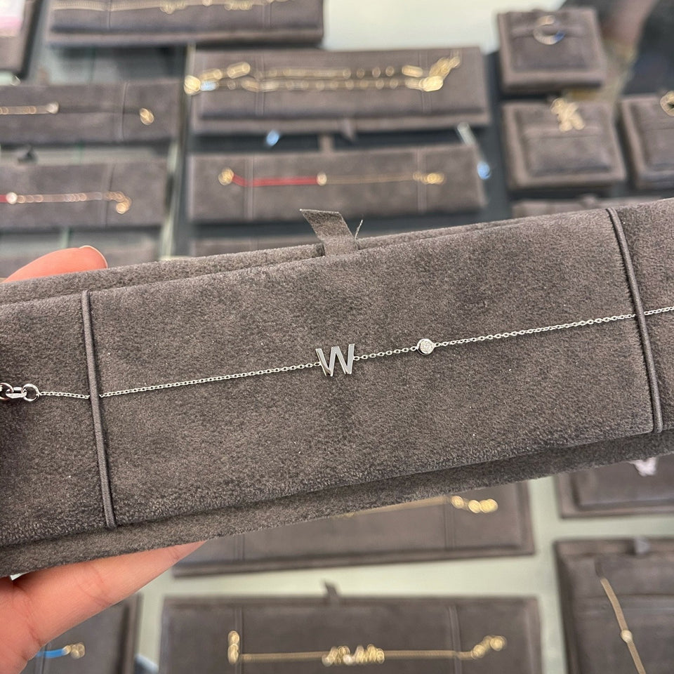 Diamond Bezel and Solid Initial Bracelet – 770FJ